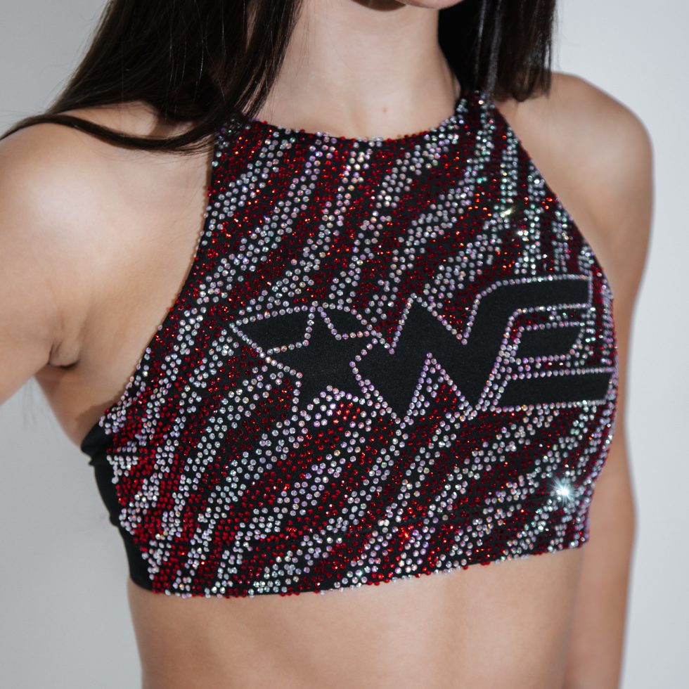 Bling Tiger Stripe Logo Strappy Bra - Woodlands Elite Cheer Co.