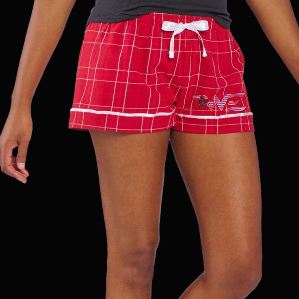 Women’s Flannel Boxers with Bling Logo - Woodlands Elite Cheer Co.